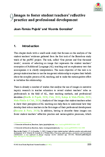 (PDF) Images to foster student teachers’ reflective practice and professional development