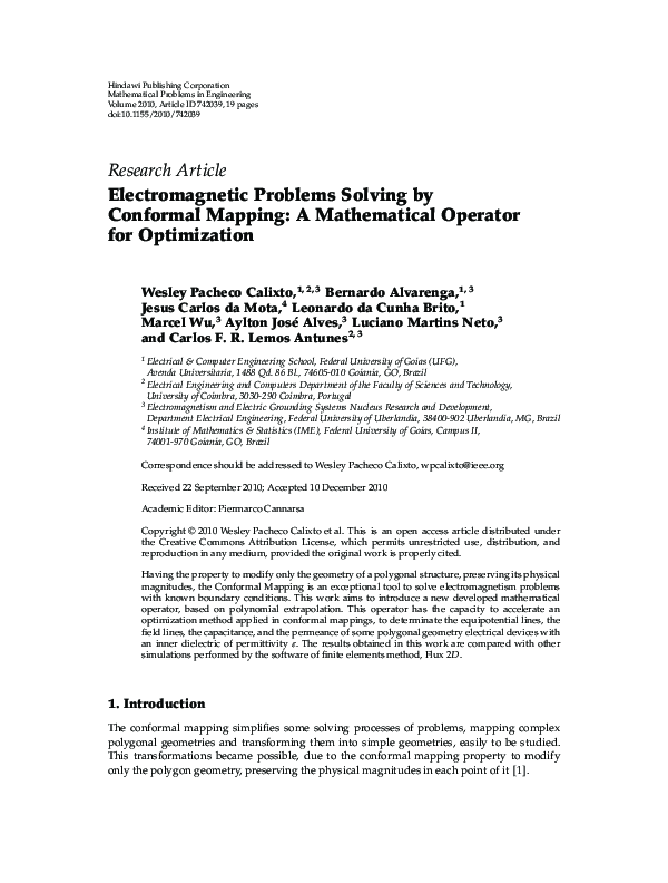Pdf Electromagnetic Problems Solving By Conformal Mapping A Mathematical Operator For