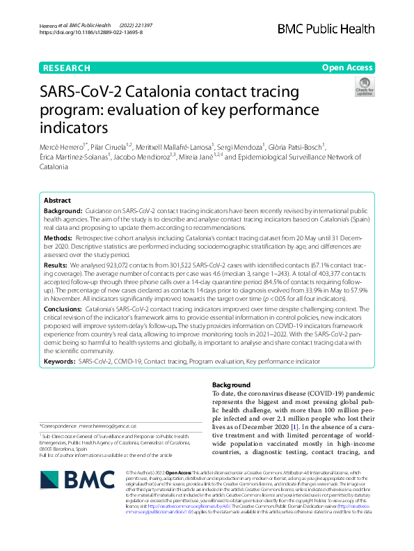 (PDF) SARS-CoV-2 Catalonia contact tracing program: evaluation of key ...