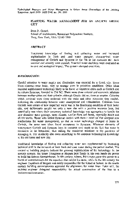 (PDF) Planning Water Management for an Ancient Greek City