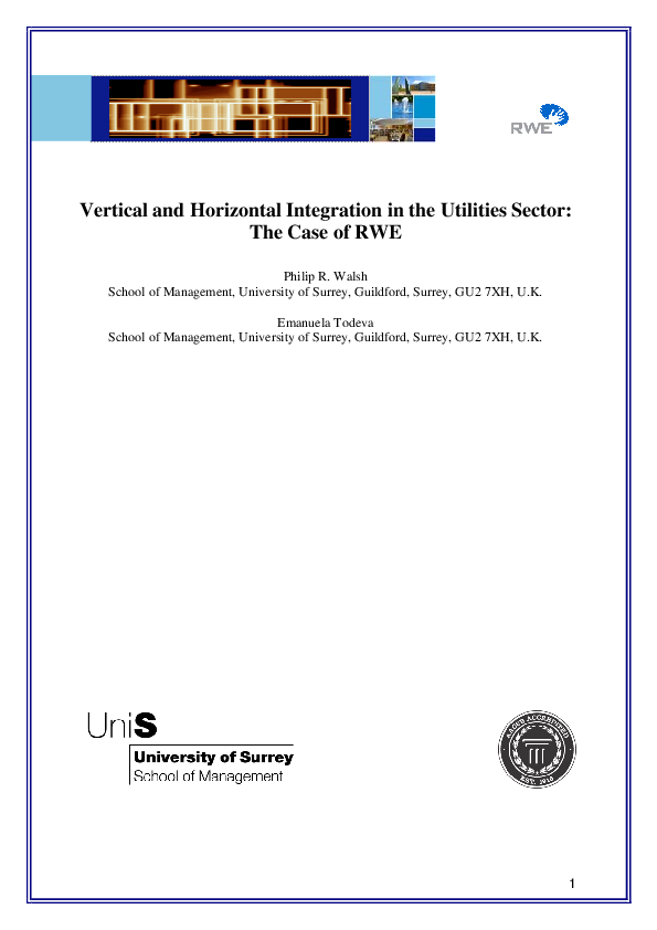 (PDF) Vertical and Horizontal Integration in the Utilities Sector: The ...