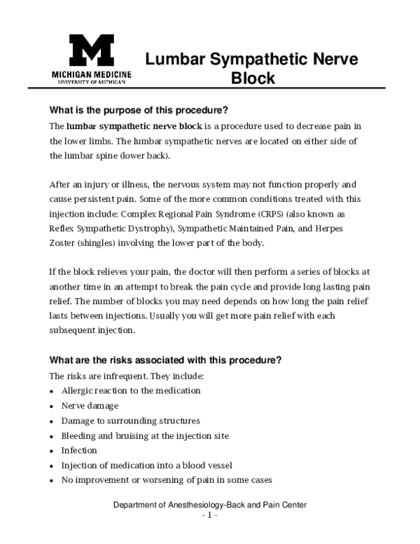 (PDF) Lumbar Sympathetic Nerve Block