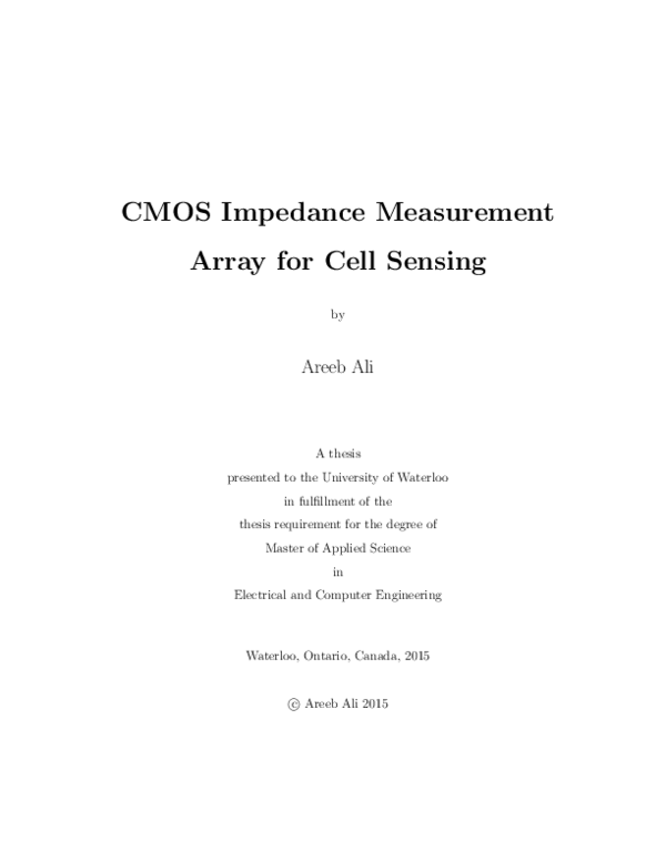(PDF) CMOS Impedance Measurement Array for Cell Sensing