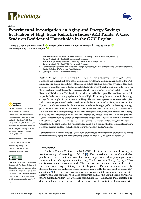 (PDF) Experimental Investigation on Aging and Energy Savings Evaluation of High Solar Reflective ...