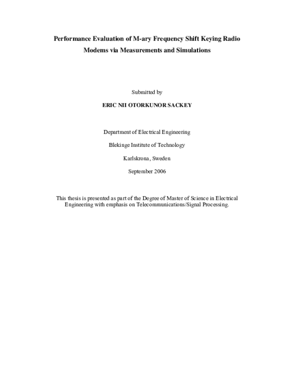 (PDF) Performance Evaluation of M-ary Frequency Shift Keying Radio Modems via Measurements and ...