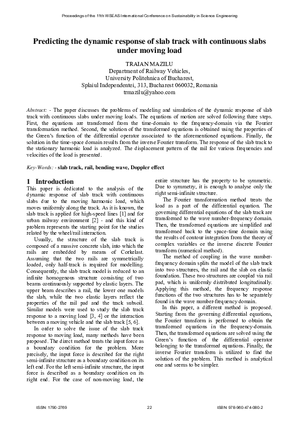 (PDF) Predicting the Dynamic Response of Slab Track with Continuous ...