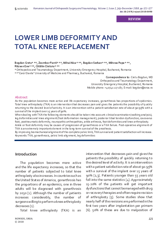 (PDF) Lower Limb Deformity and Total Knee Replacement