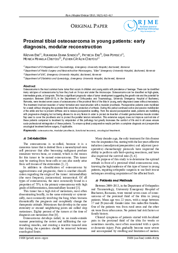 (PDF) Proximal tibial osteosarcoma in young patients: early diagnosis ...