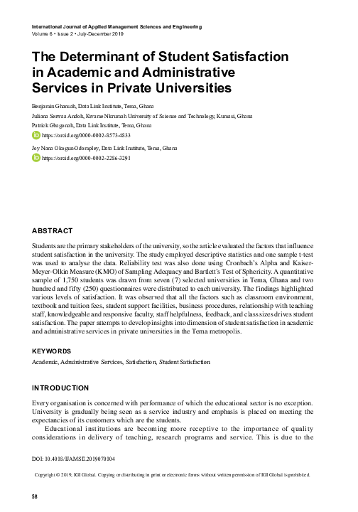 (PDF) The Determinant of Student Satisfaction in Academic and ...