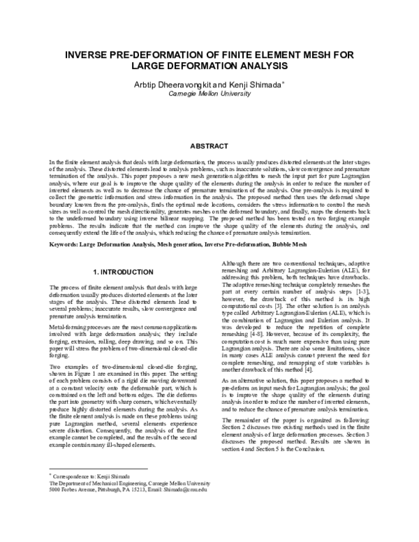 (PDF) Inverse Pre-deformation of Finite Element Mesh for Large Deformation Analysis