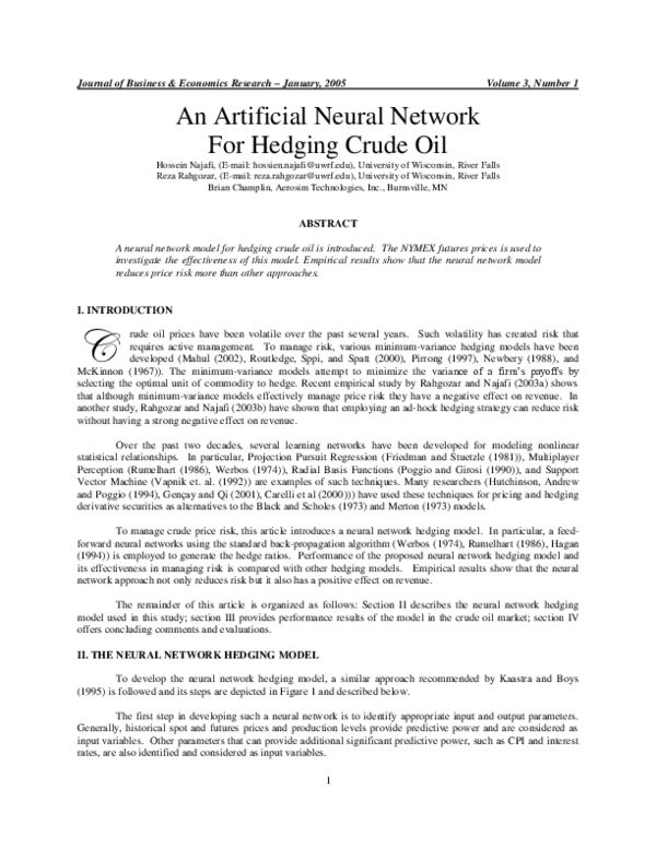 (PDF) Neural Network Model for Hedging Crude Oil Futures