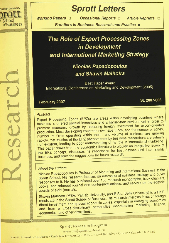 (PDF) The Role of Export Processing Zones in Development and ...
