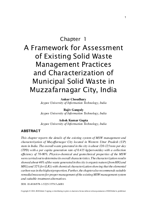 (PDF) A Framework for Assessment of Existing Solid Waste Management ...