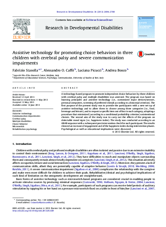 (PDF) Assistive technology for promoting choice behaviors in three ...