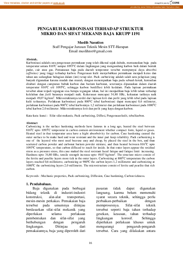 (PDF) Pengaruh Karbonisasi Terhadap Struktur Mikro Dan Sifat Mekanis ...
