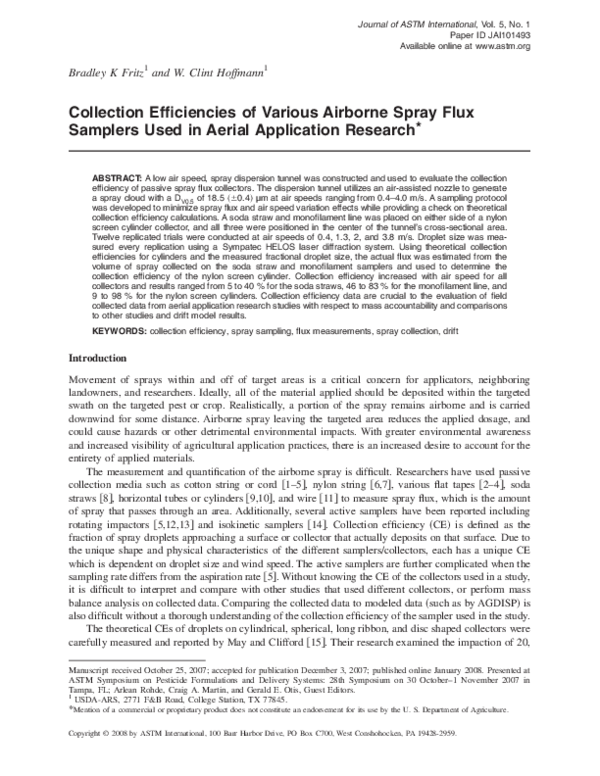 (PDF) Collection Efficiencies of Various Airborne Spray Flux Samplers ...