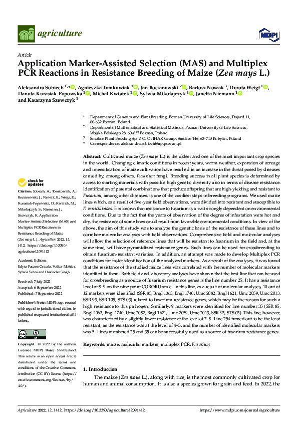 (PDF) Application Marker-Assisted Selection (MAS) and Multiplex PCR ...
