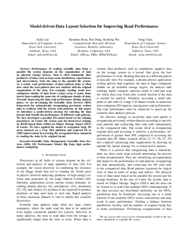 (PDF) Model-Driven Data Layout Selection for Improving Read Performance