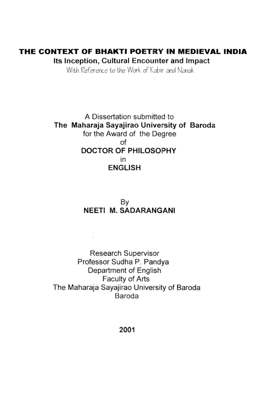(PDF) Bhakti Poetry in Medieval India: Inception, Cultural Encounter ...