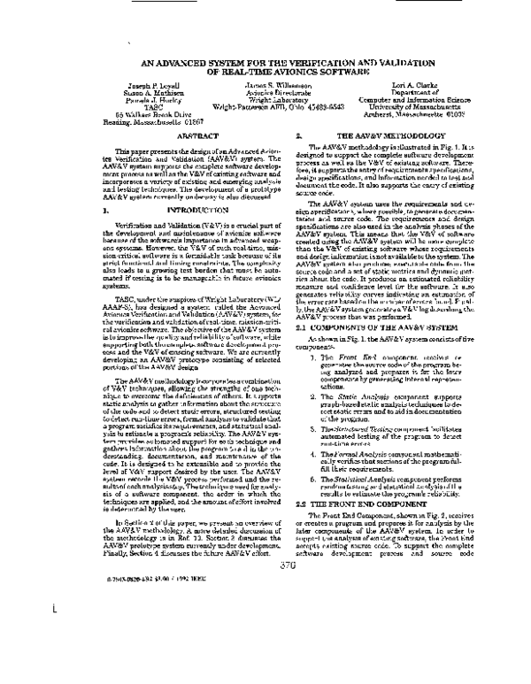 (PDF) An advanced system for the verification and validation of real-time avionics software