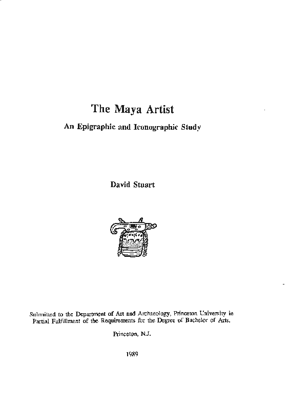 (PDF) The Maya Artist: An Epigraphic and Iconographic Study
