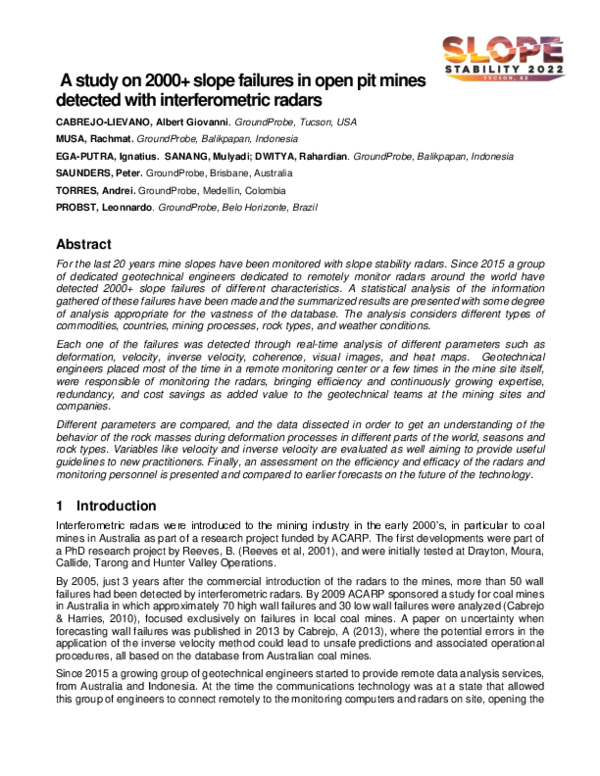 (PDF) A study on 2000+ slope failures in open pit mines detected with ...