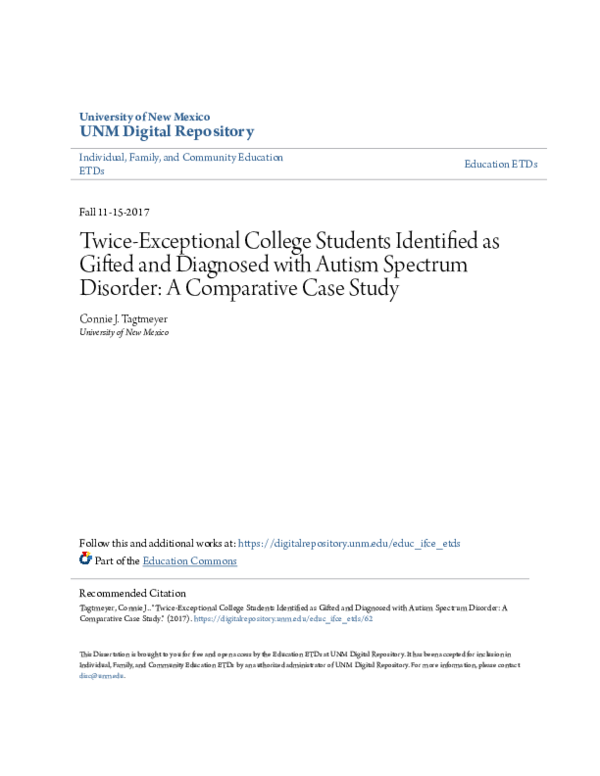 (PDF) Twice-Exceptional College Students Identified as Gifted and ...