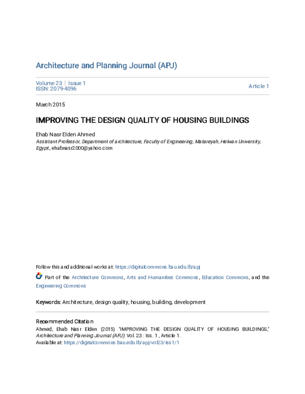 (PDF) Improving the Design Quality of Housing Buildings