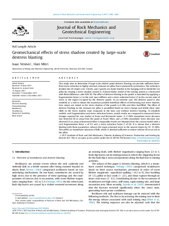 (PDF) Geomechanical effects of stress shadow created by large-scale ...