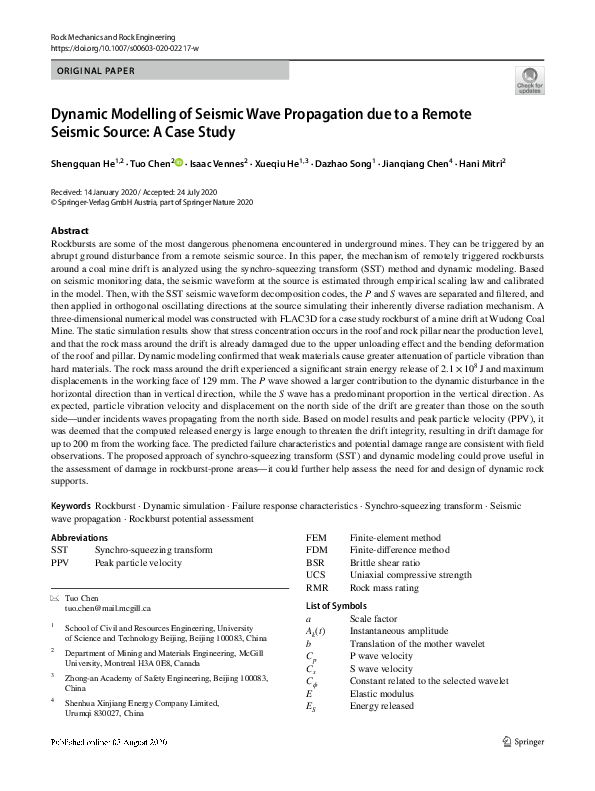 (PDF) Dynamic Modelling of Seismic Wave Propagation due to a Remote Seismic Source: A Case Study