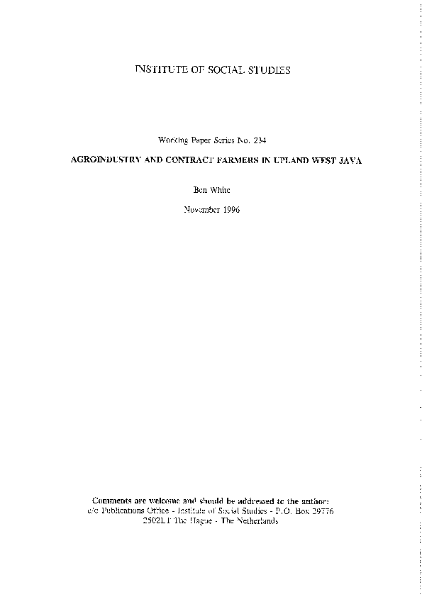 (PDF) Agroindustry and contract farmers in upland West Java