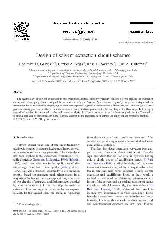 (PDF) Design of solvent extraction circuit schemes