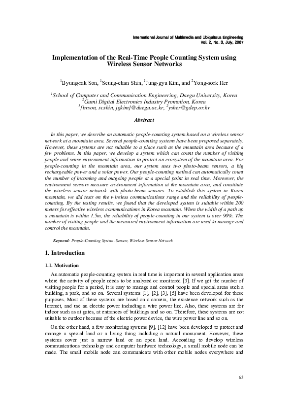 (PDF) Implementation of the Real-Time People Counting System using Wireless Sensor Networks