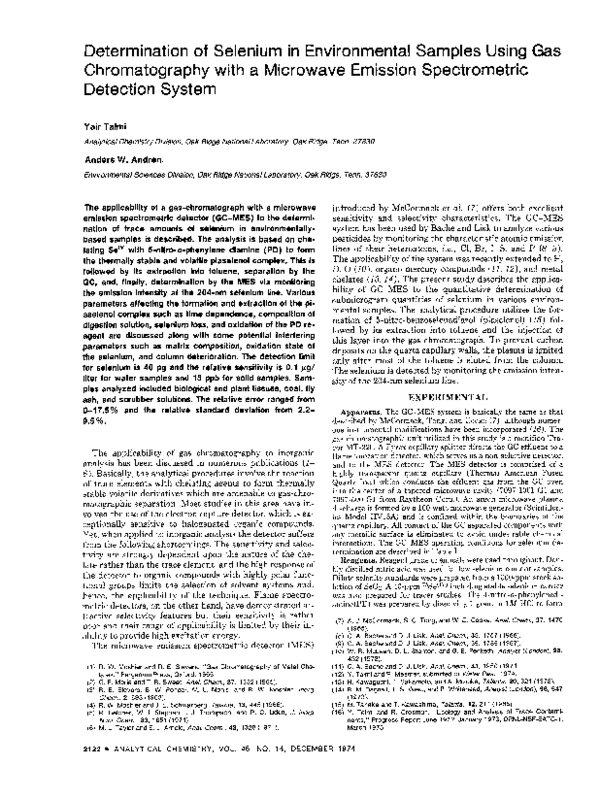 (PDF) Determination of selenium in environmental samples using gas chromatography with a ...