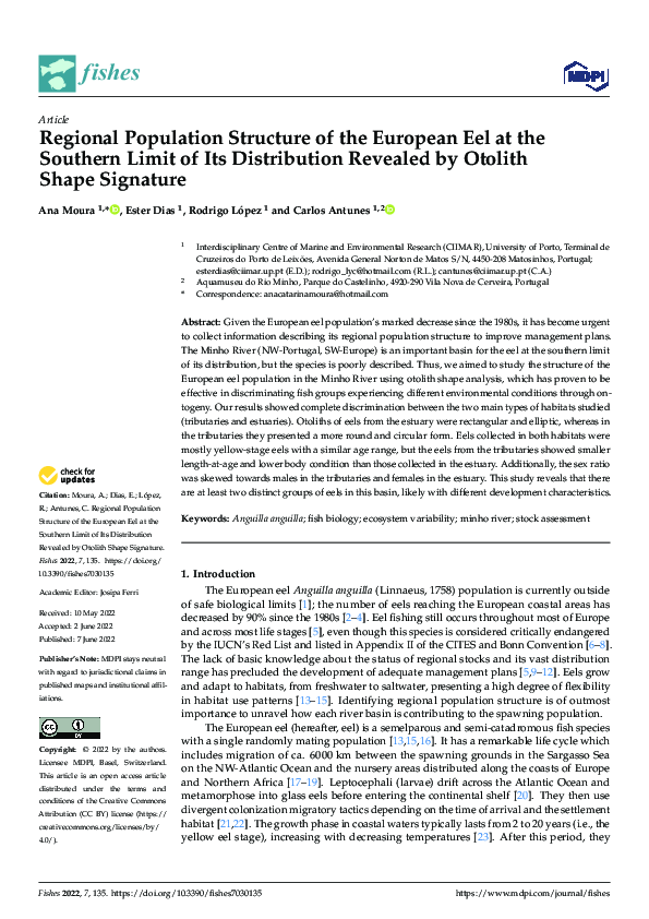 (PDF) Regional Population Structure of the European Eel at the Southern ...