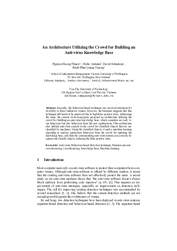(PDF) An Architecture Utilizing the Crowd for Building an Anti-virus ...