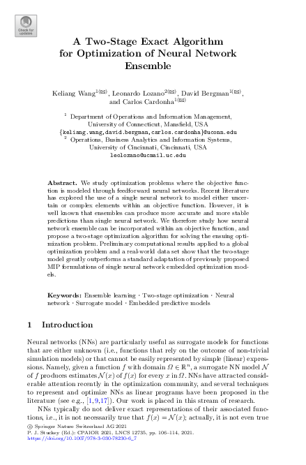 (PDF) A Two-Stage Exact Algorithm for Optimization of Neural Network Ensemble