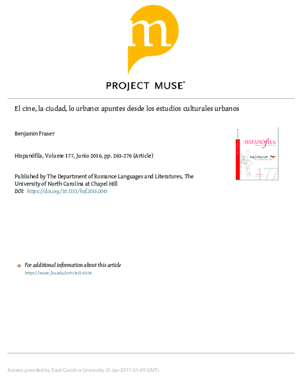 (PDF) Fraser, B. “El cine, la ciudad, lo urbano: notas desde los ...