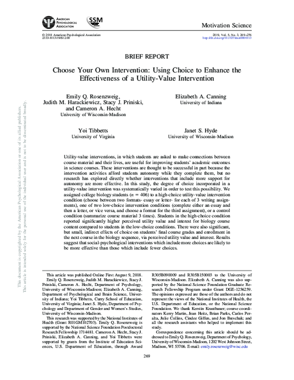 (PDF) Choose your own intervention: Using choice to enhance the ...