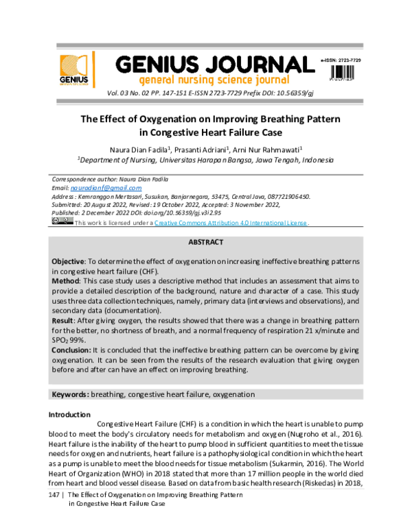 (PDF) The Effect of Oxygenation on Improving Breathing Pattern in ...