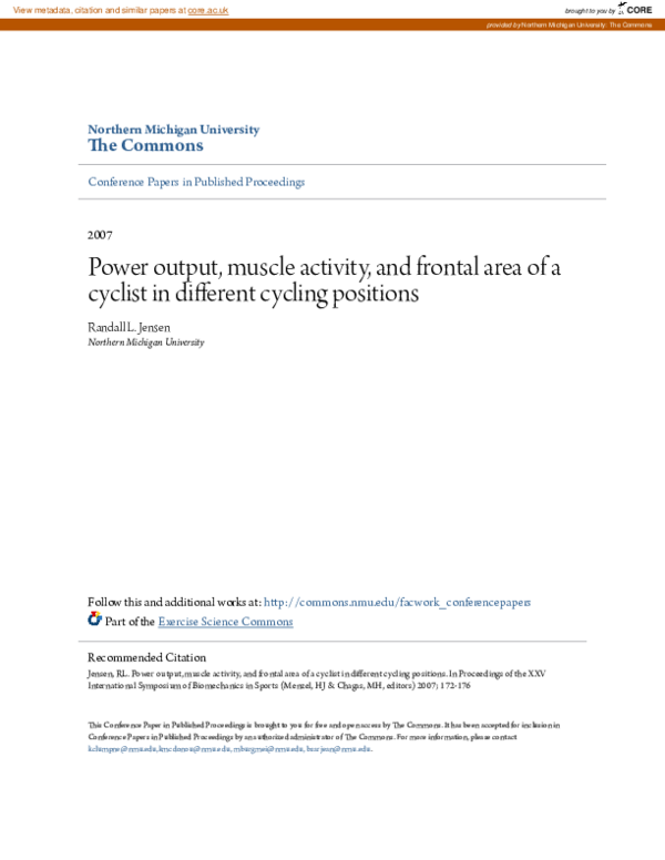 (PDF) Power Output, Muscle Activity, and Frontal Area of a Cyclist in ...