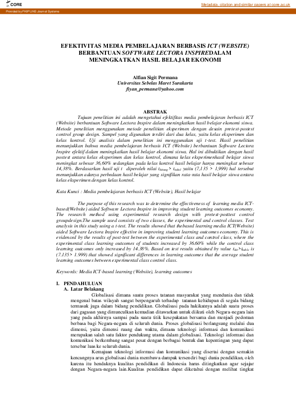 (PDF) Efektivitas Media Pembelajaran Berbasis Ict (Website) Berbantuan Software Lectora ...