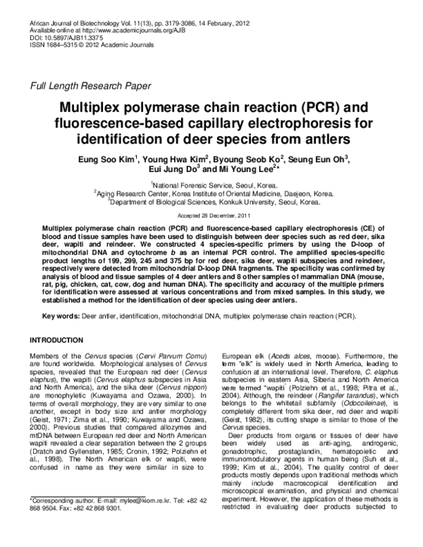 (PDF) Multiplex polymerase chain reaction (PCR) and fluorescence-based capillary electrophoresis ...