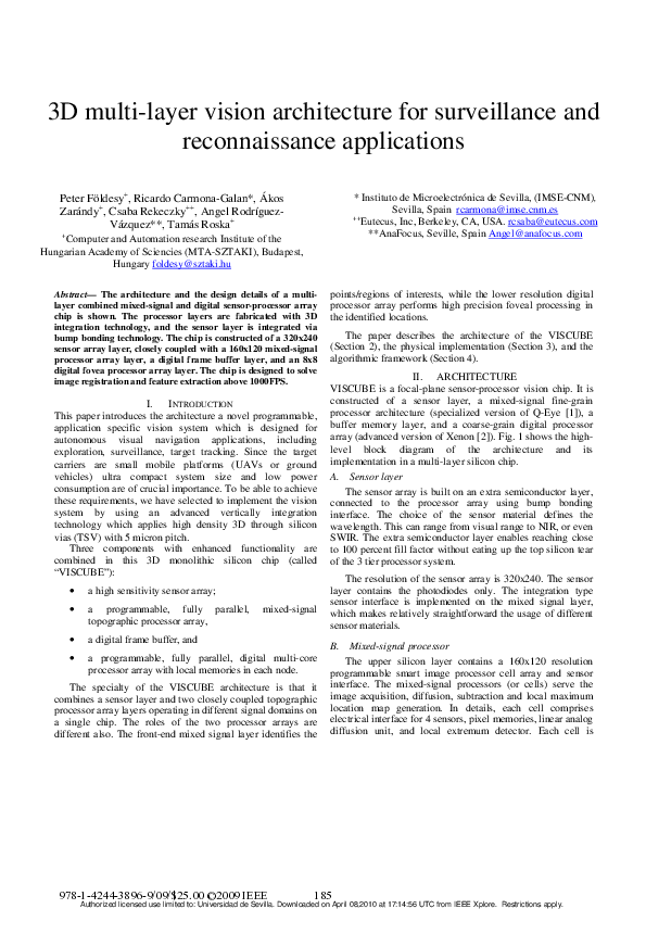 (PDF) 3D multi-layer vision architecture for surveillance and ...
