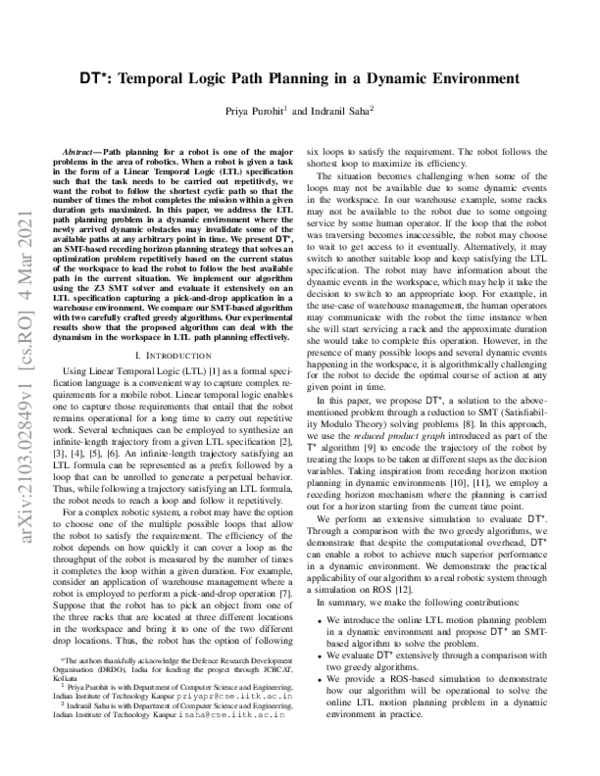 (PDF) DT: Temporal Logic Path Planning in a Dynamic Environment