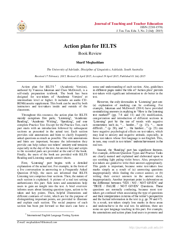 (PDF) Action plan for IELTS
