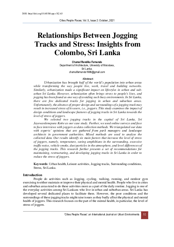(PDF) Relationships Between Jogging Tracks and Stress: Insights from ...