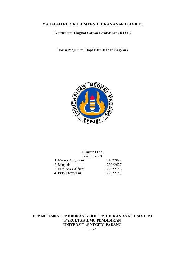 (DOC) Makalah Kurikulum Tingkat Satuan Pendidikan (KTSP)