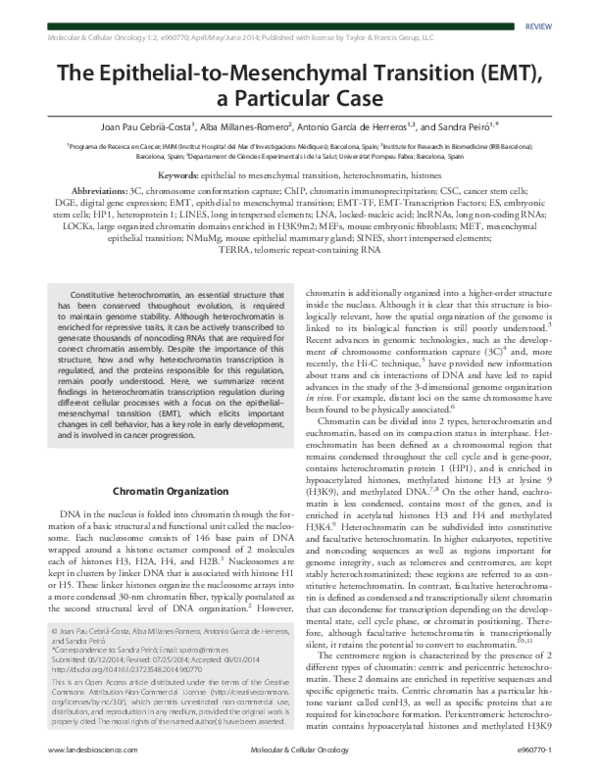 (PDF) The Epithelial-to-Mesenchymal Transition (EMT), a Particular Case
