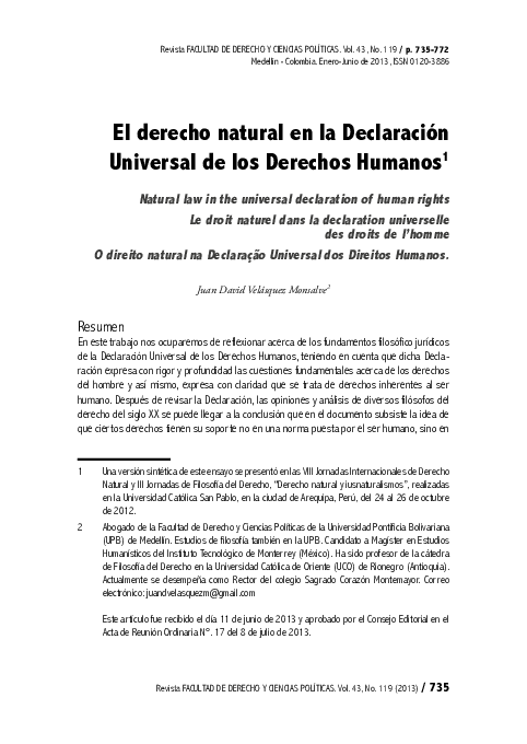 (PDF) El derecho natural en la Declaración Universal de los Derechos Humanos